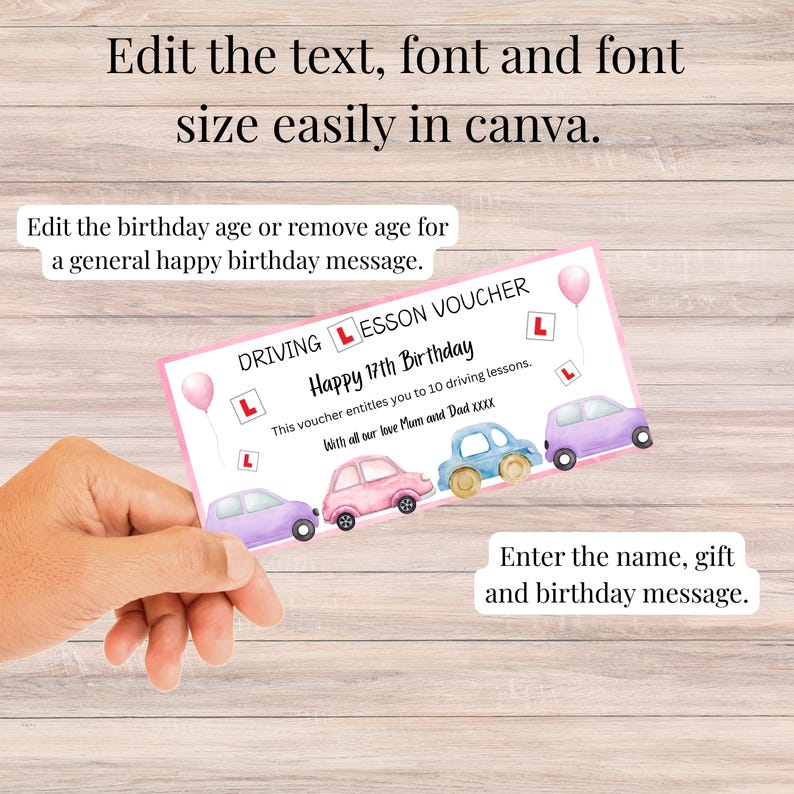 Driving Lesson Voucher, New Driver, Birthday Voucher, Personalised ...