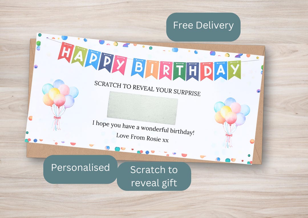 Happy Birthday Gift Voucher, Birthday Voucher, Scratch to Reveal ...