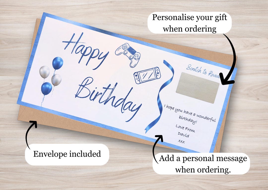 Personalized Gaming Birthday Scratch Card: Surprise Gift Reveal - Etsy UK