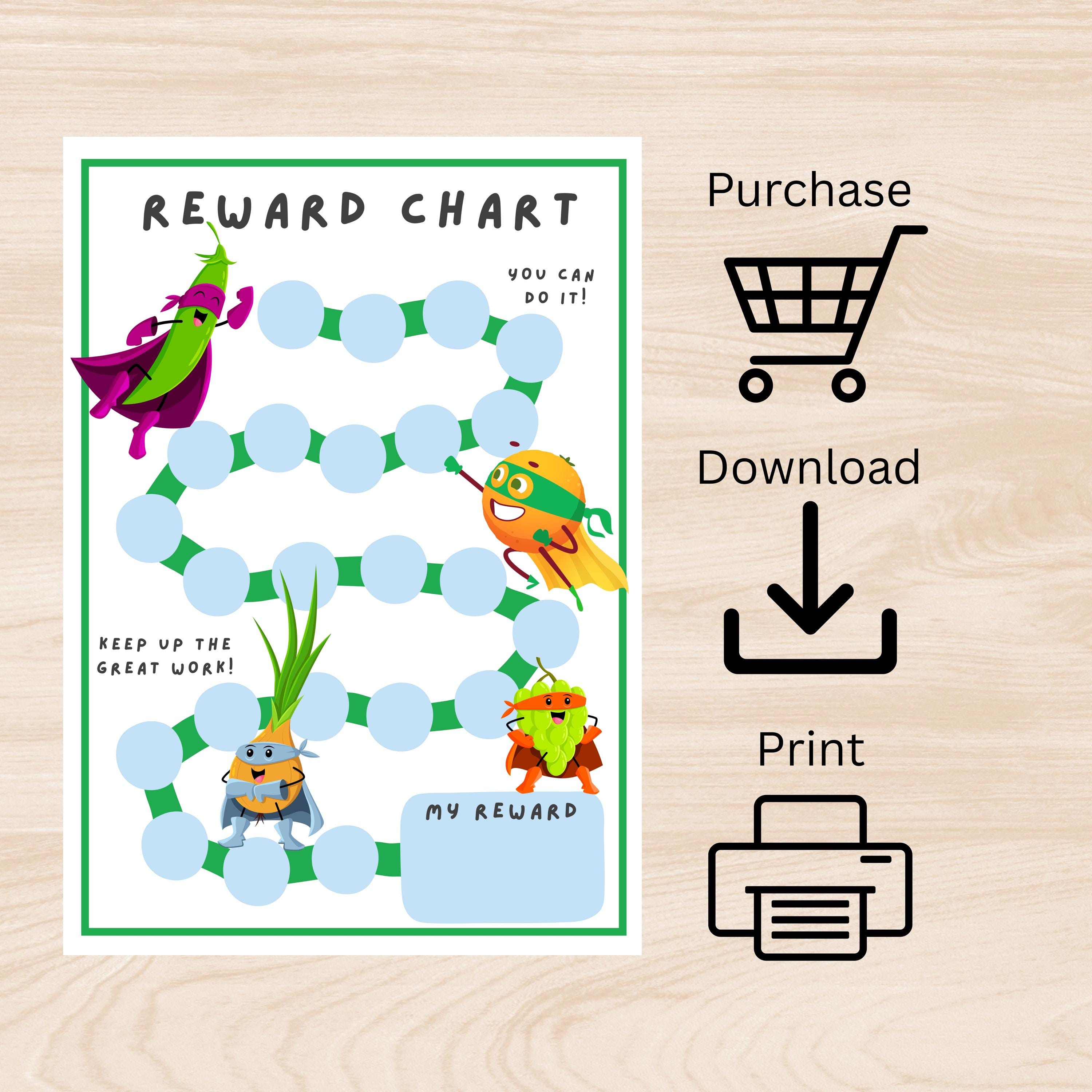 Healthy Eating Reward Chart for Kids | Printable Tracker & Positive ...