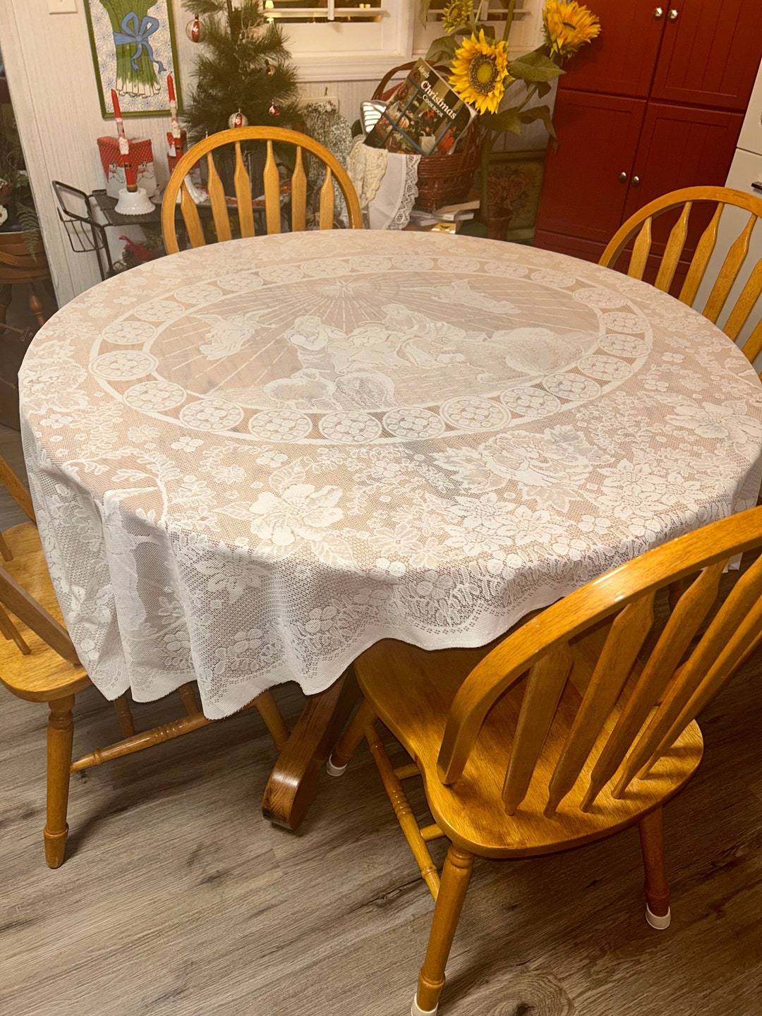 Vintage Christmas Holy Nativity Lace Tablecloth - Etsy