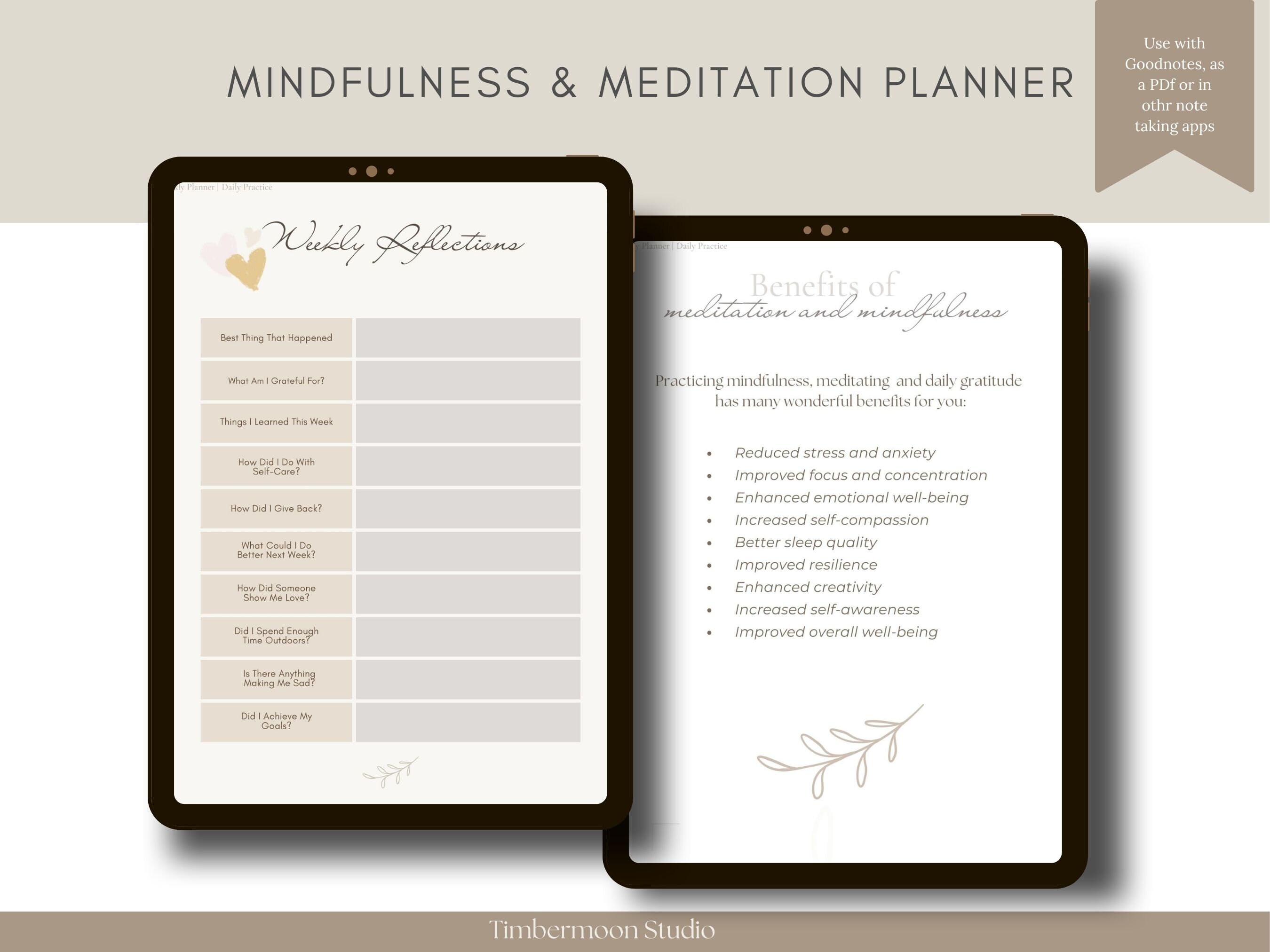 Mindfulness Journal & Habit Tracker for Self Care | Meditation Journal ...