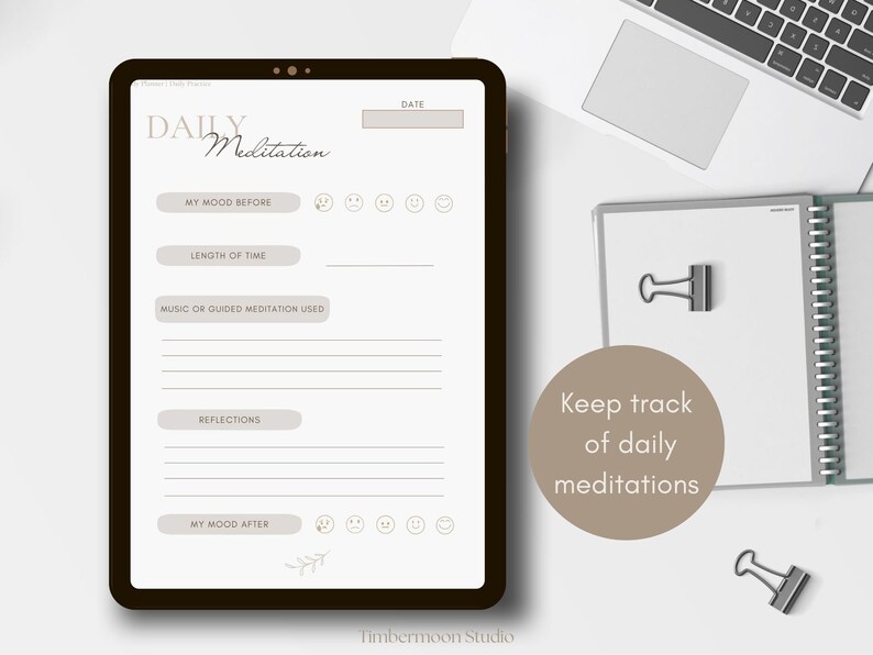 Mindfulness Journal & Habit Tracker for Self Care | Meditation Journal ...