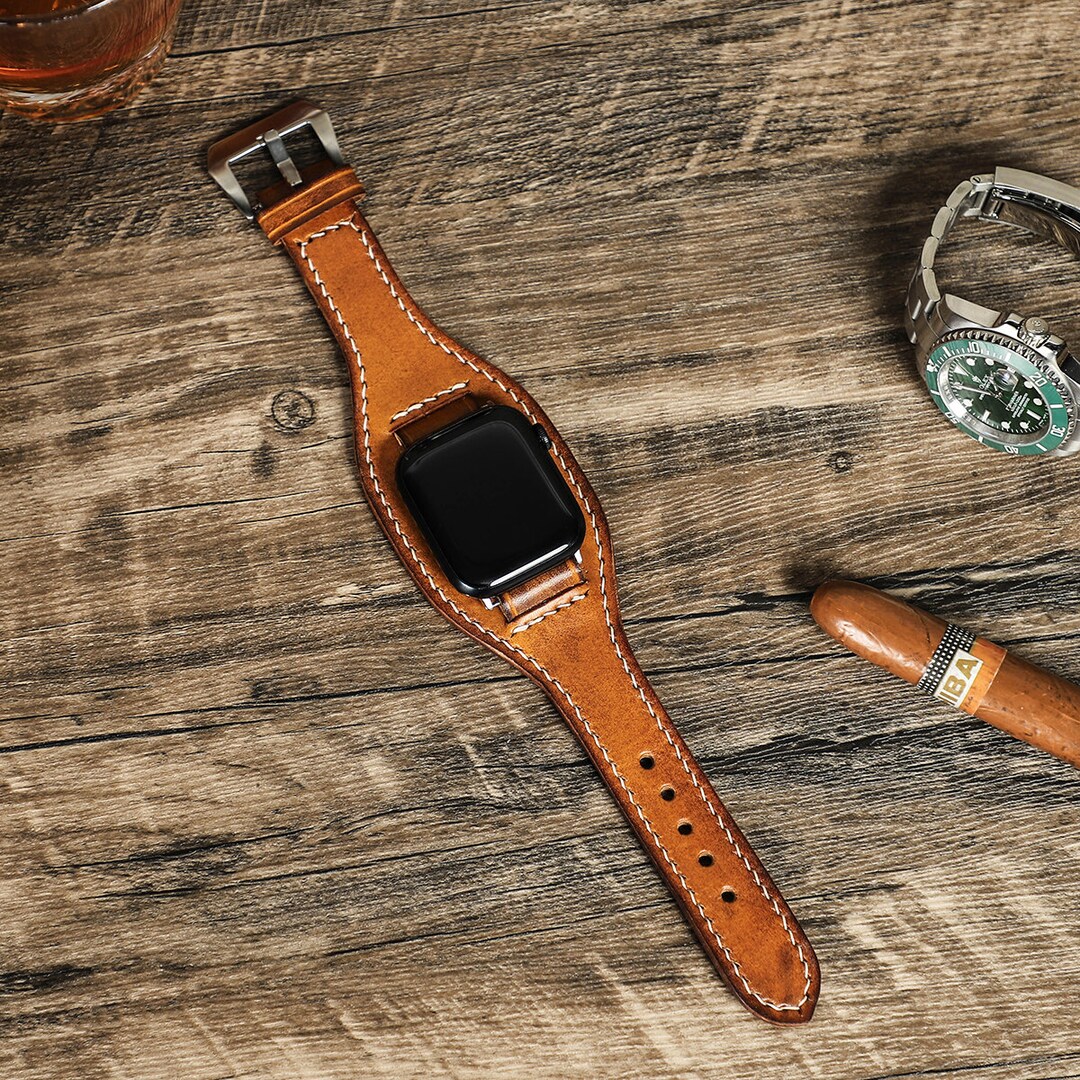 Customized Watch Band, Leather Cuff Band Strap, Apple Watch Band 40mm ...