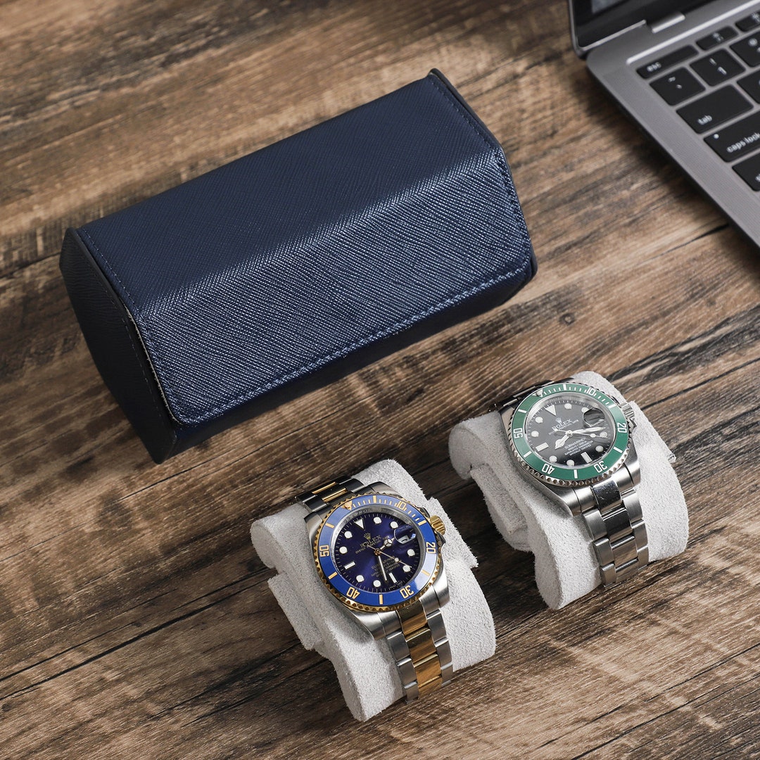 Hexagonal Watch Case, Leather Green Watch Roll, 2/3/4 Watches Holder ...