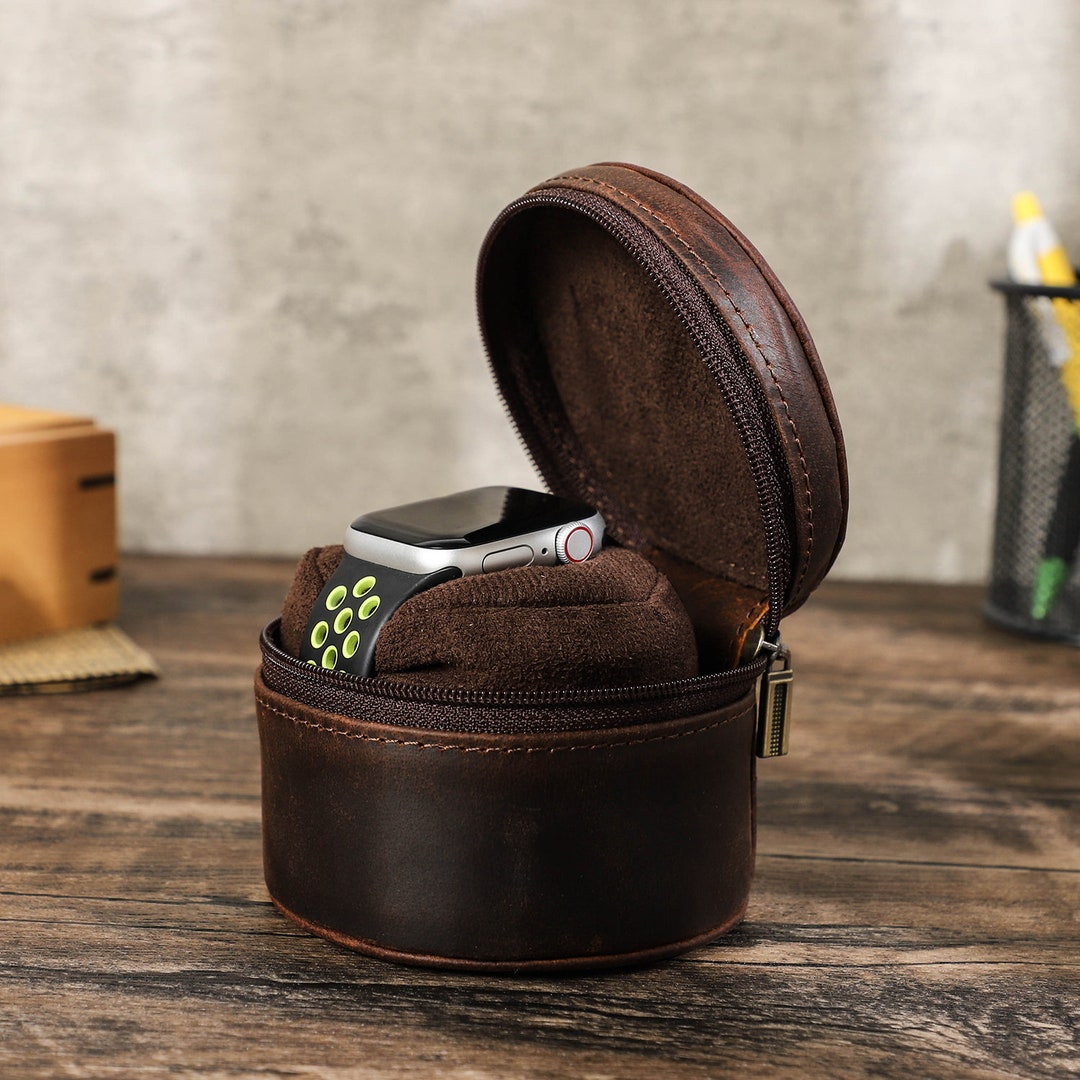 Single Watch Case, Leather Apple Watch Box Travel Case Potable Carrying ...