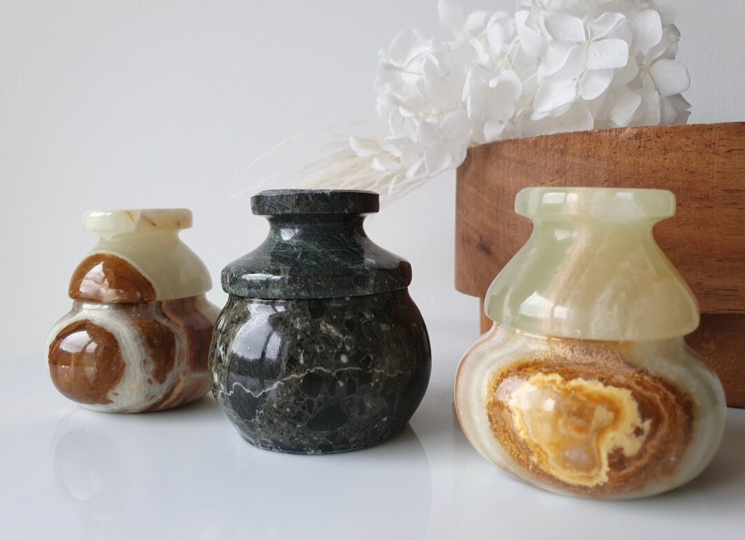 Banded Onyx and Black Zebra Jasper Jars - Etsy