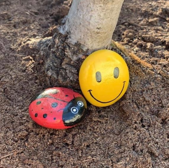 Old School Smiley Face Rock | Etsy