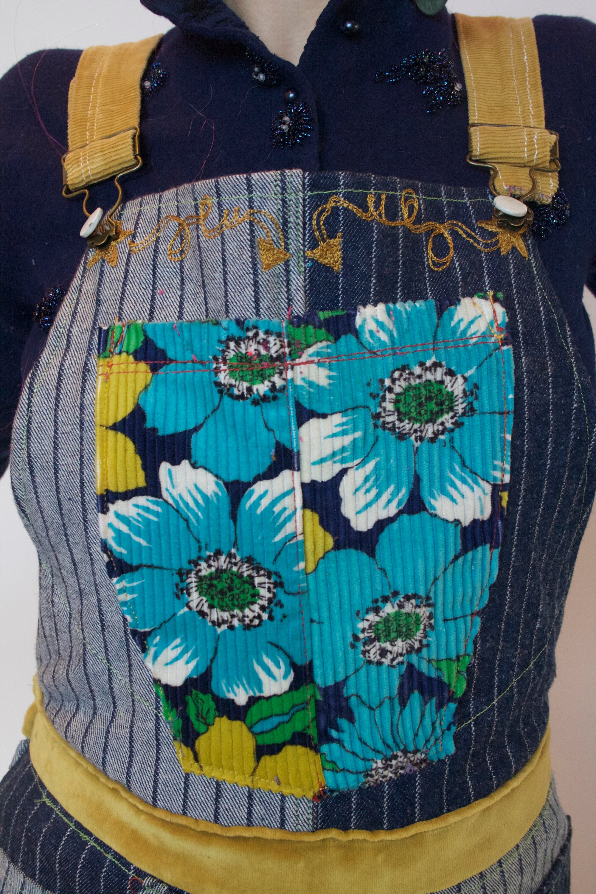 Stripped Denim Two Tone Overalls - Etsy