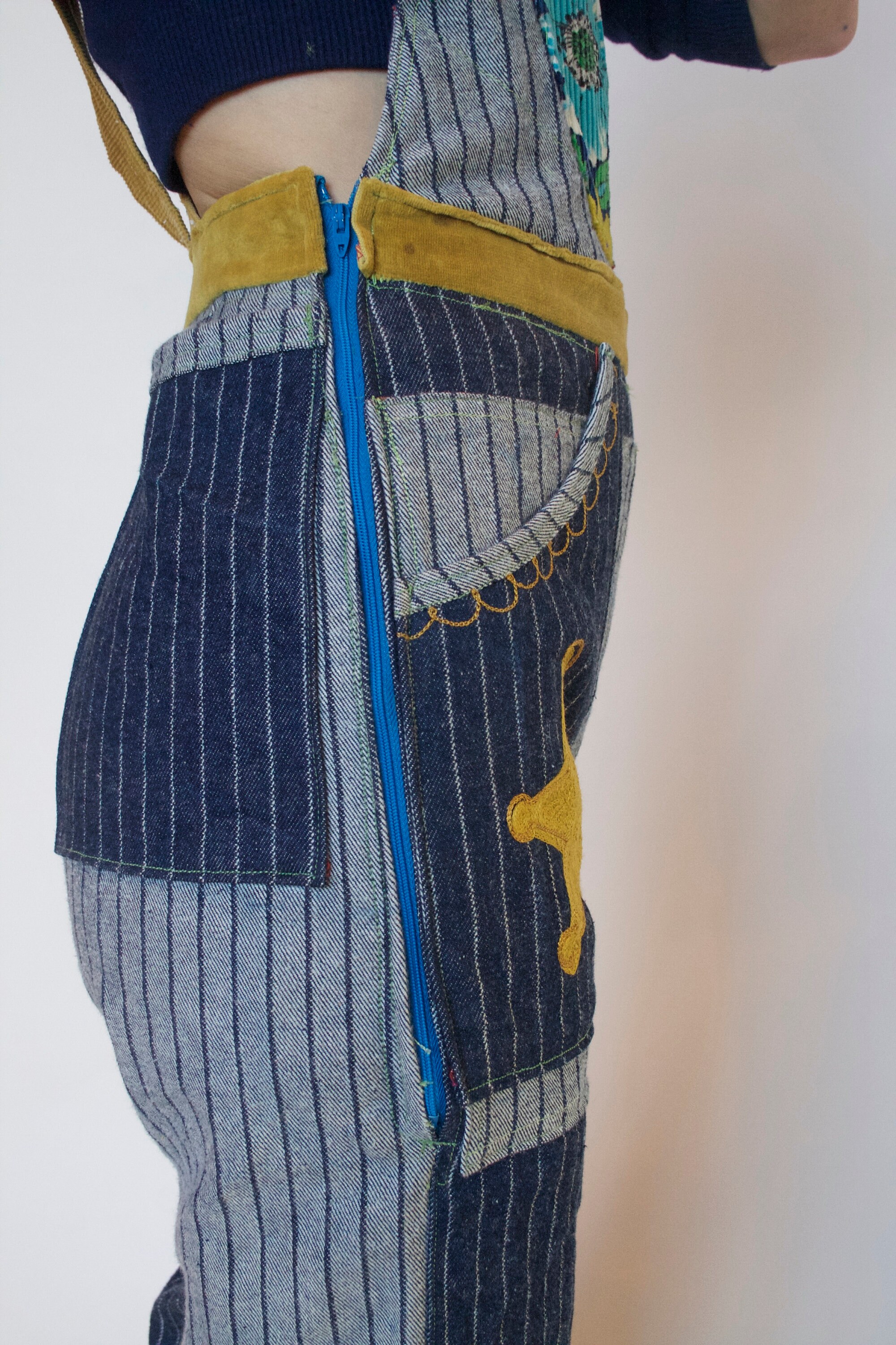 Stripped Denim Two Tone Overalls - Etsy