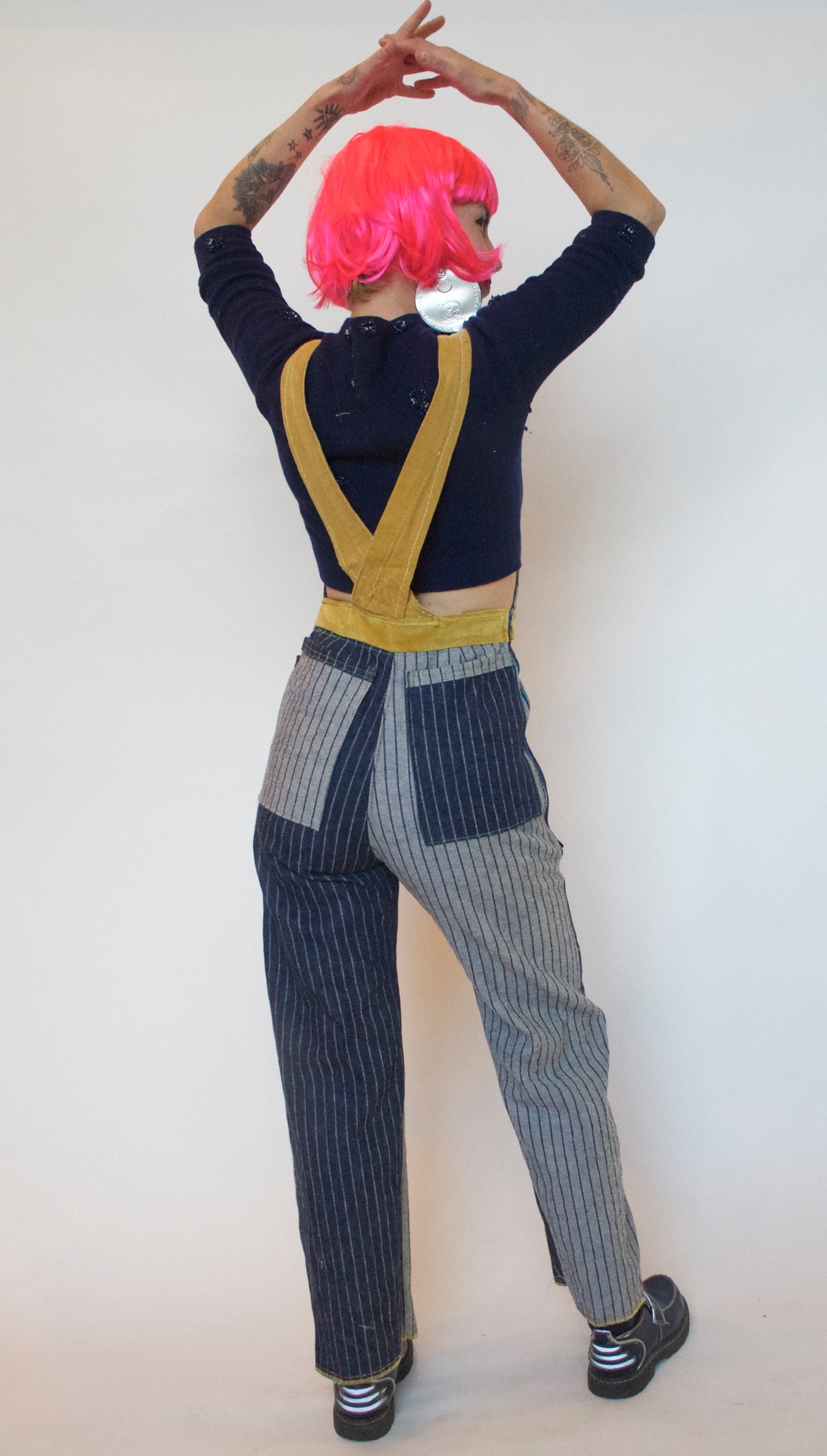 Stripped Denim Two Tone Overalls - Etsy