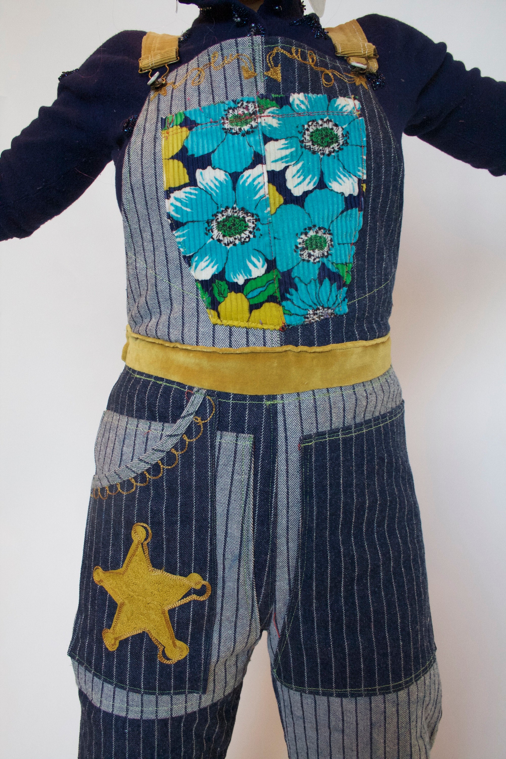 Stripped Denim Two Tone Overalls - Etsy