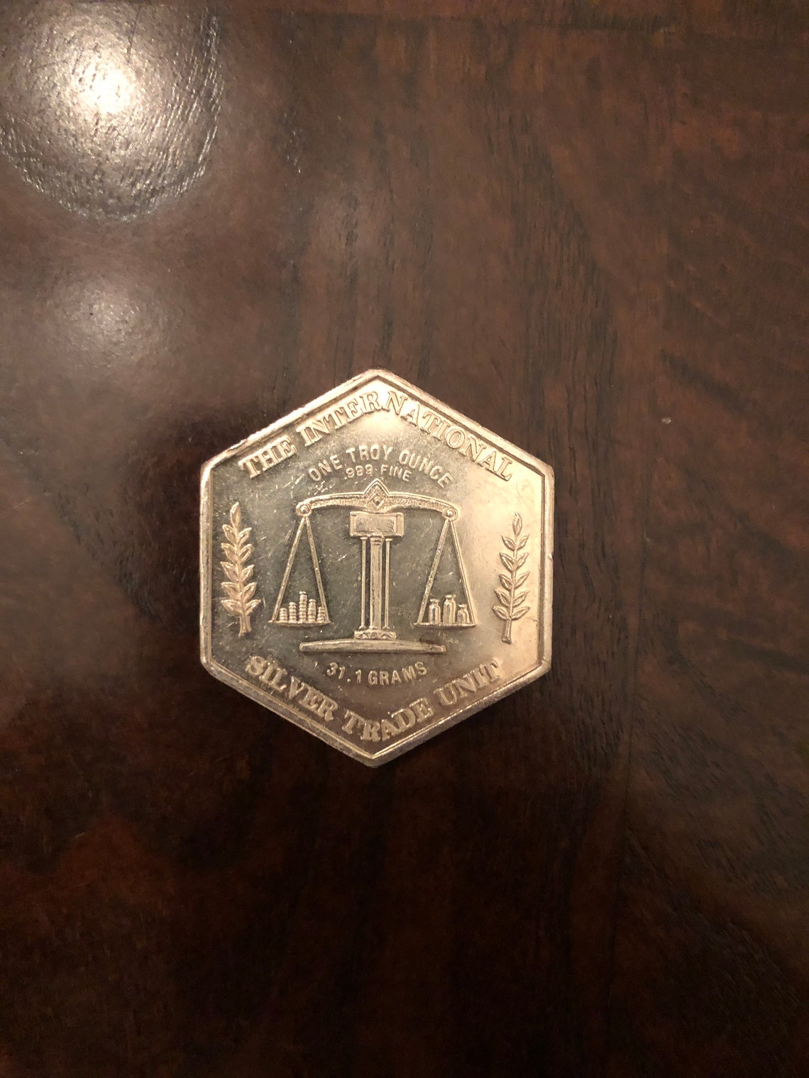 Vintage Hexagon 1 Troy oz international silver trade coin | Etsy