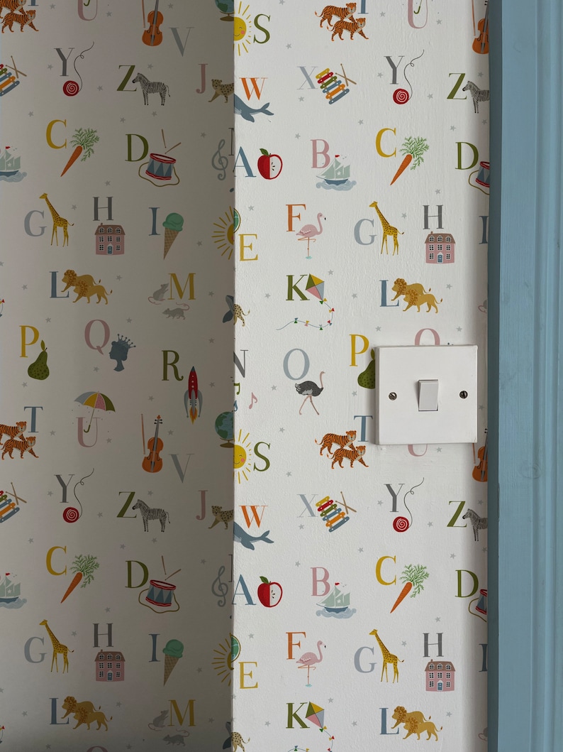 Alphabet Wallpaper Kids Wallpaper ABC Print Kids Room - Etsy