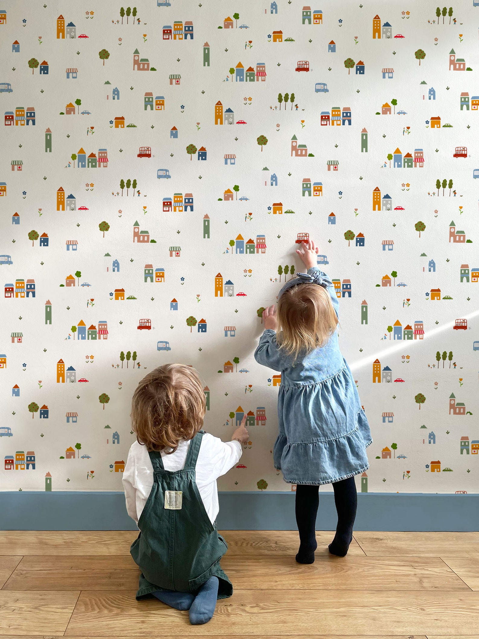 Little Town Luxury Children's Wallpaper Houses Wallpaper Nursery ...