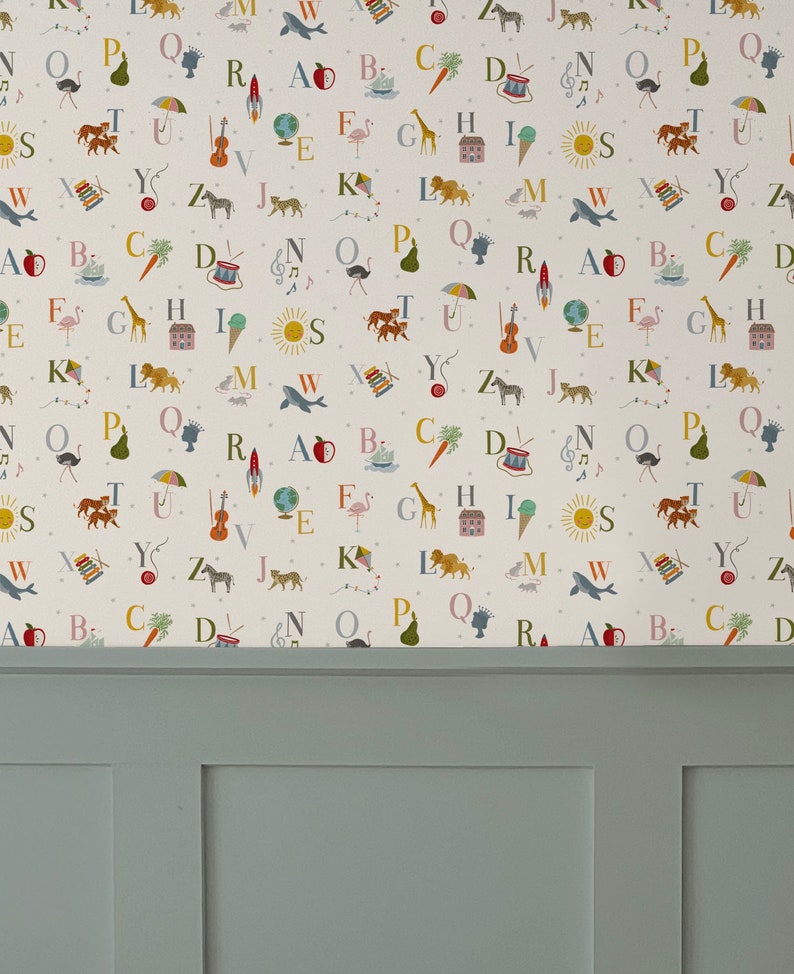 Alphabet Wallpaper Kids Wallpaper ABC Print Kids Room - Etsy