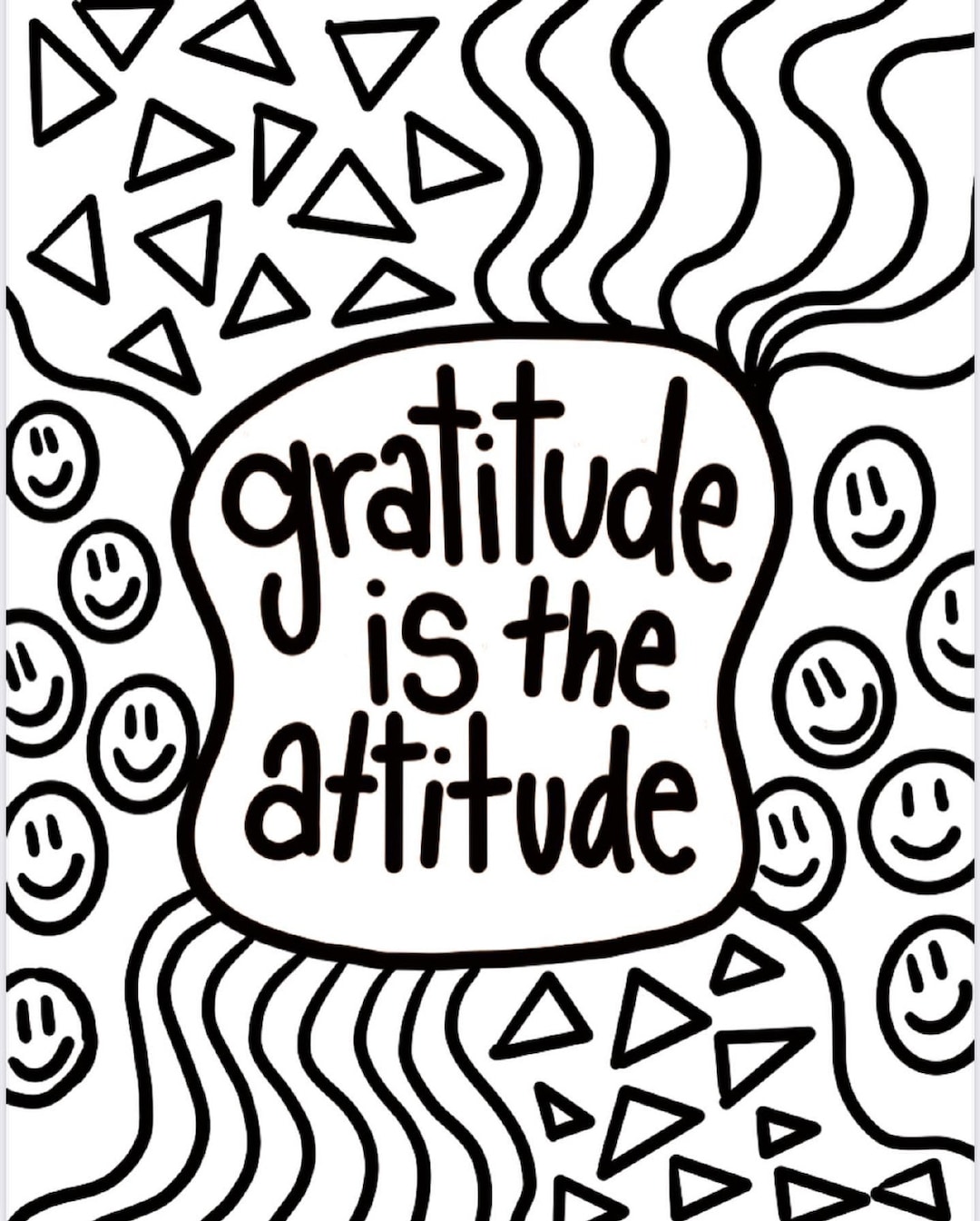 Gratitude is the Attitude Coloring Page - Etsy