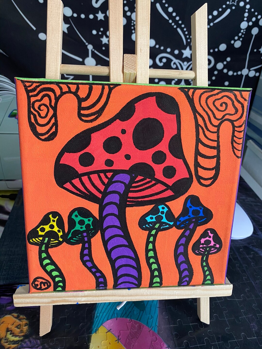 Trippy Drippy Mushroom Painting - Etsy