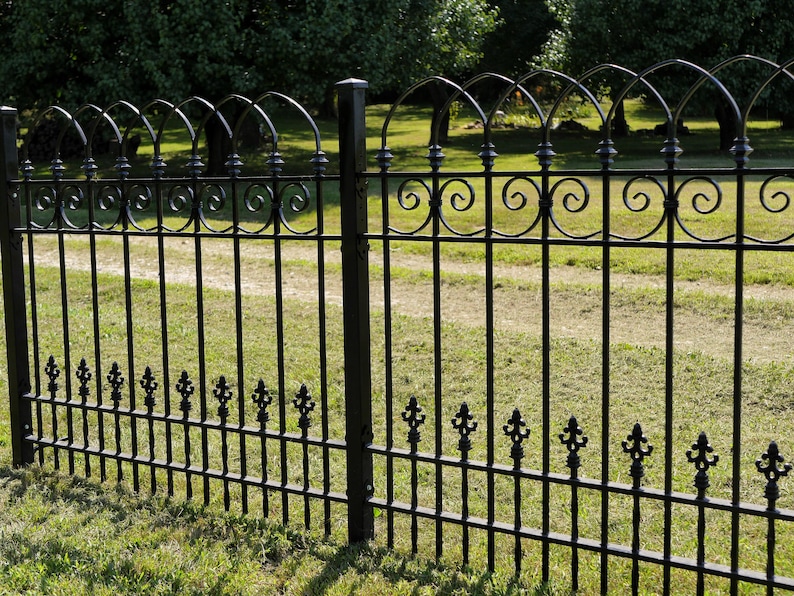 Deluxe Wrought Iron Fence With Overlapping Arches, Scrolls W/bands,& 18 ...