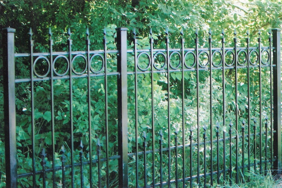 Wrought Iron Fence Panels With SOLID PICKETS Rings and - Etsy