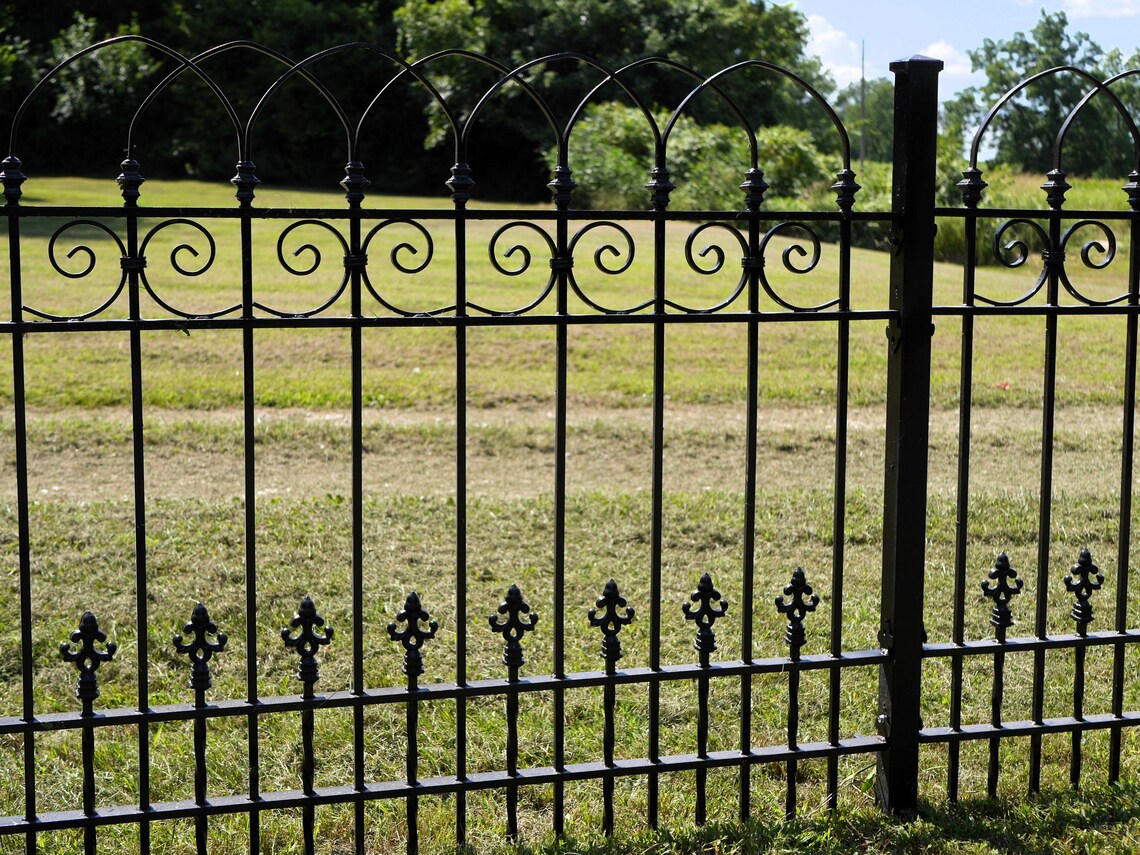 Deluxe Wrought Iron Fence With Overlapping Arches, Scrolls W/bands,& 18 ...
