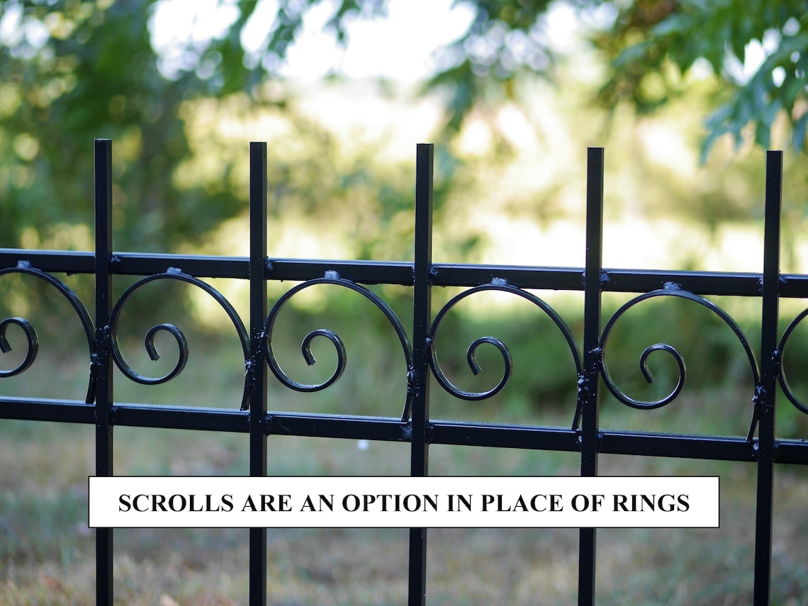 Wrought Iron Fence Panels With SOLID PICKETS Rings and - Etsy