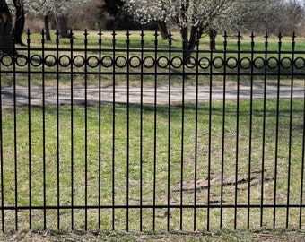 Arched Wrought Iron Fence Panels With SOLID PICKETS, Rings and 18 Tall ...
