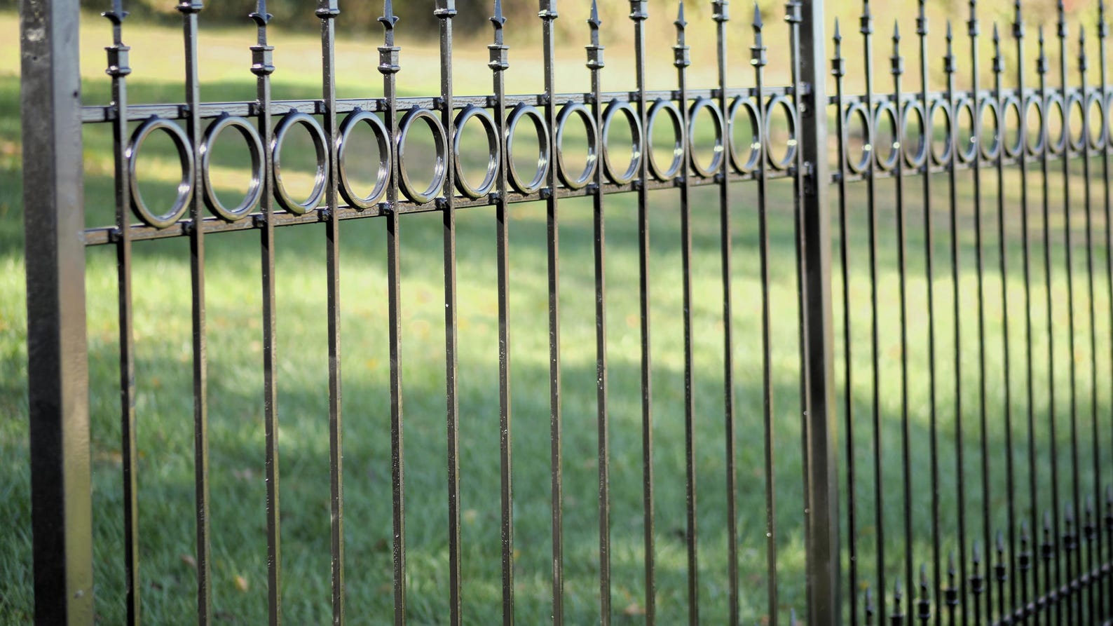 Wrought Iron Fence Panels With SOLID Alternating Height Pickets, Rings ...