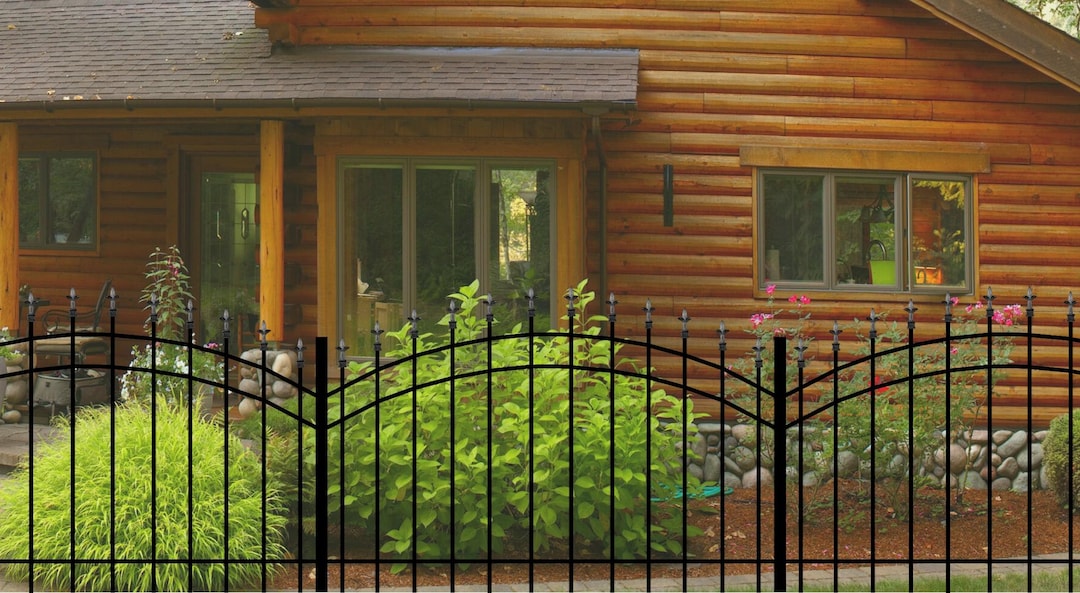 Arched Wrought Iron Fence Panels With Solid Pickets - Etsy