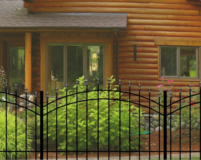 Arched Wrought Iron Fence Panels With Solid Pickets - Etsy