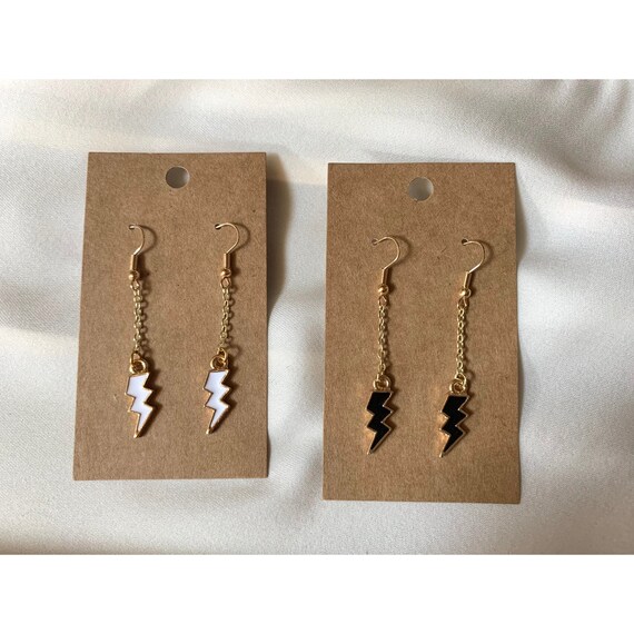 Lightning Bolt Chain Earrings - Etsy