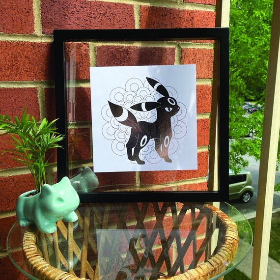 Umbreon Silver Foil Print Pokemon 8x8 Geometric Pattern | Etsy