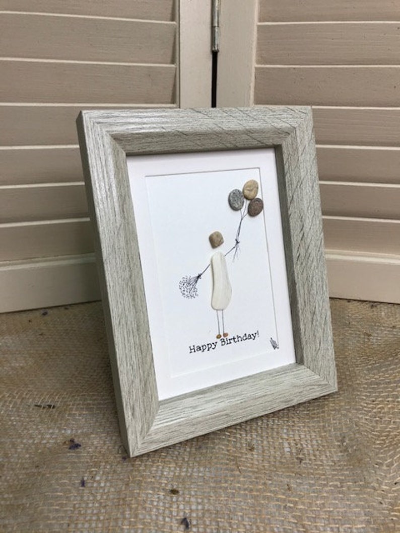 Happy Birthday Pebble Art Figure Original Pebble Art - Etsy