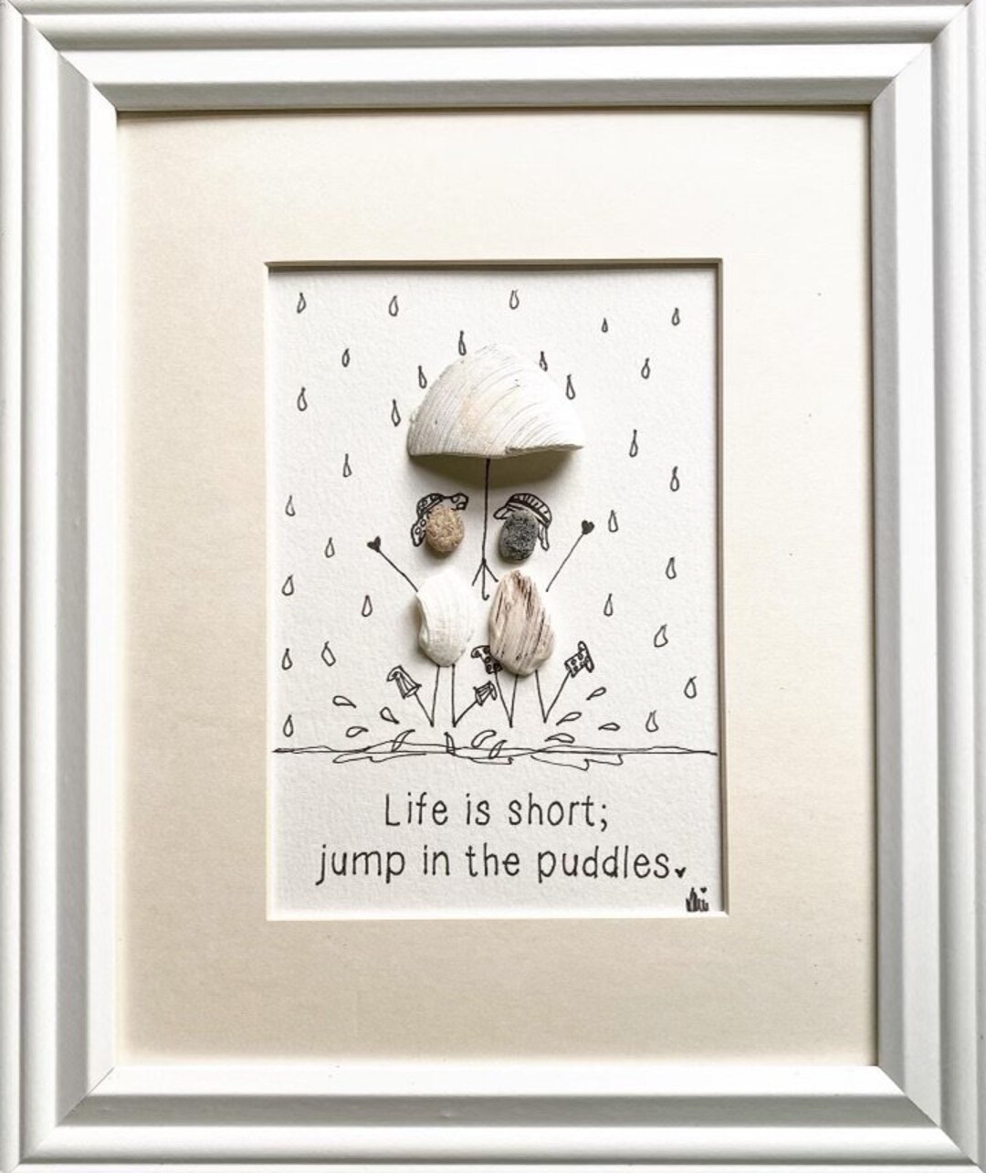 Custom Pebble Art: Friends Jumping in Puddles, Boho Decor - Etsy
