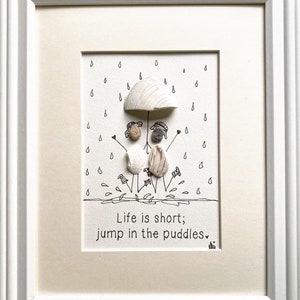 Custom Pebble Art: Friends Jumping in Puddles, Boho Decor - Etsy