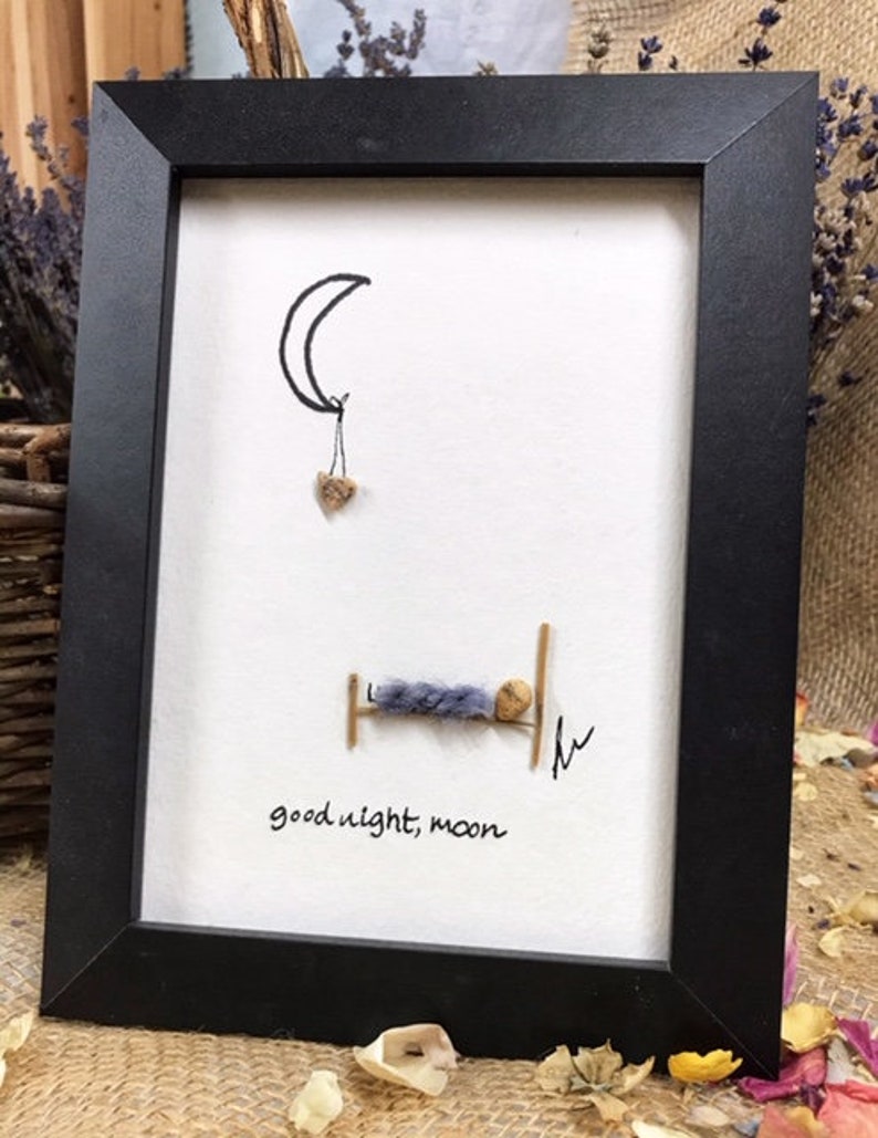 Pebble Art "goodnight Moon": Handmade Nursery Wall Decor - Etsy