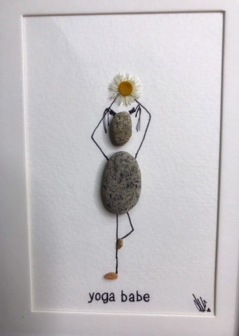 Pebble Art Yogi: Tree Pose, Framed Boho Art (5x7) - Etsy