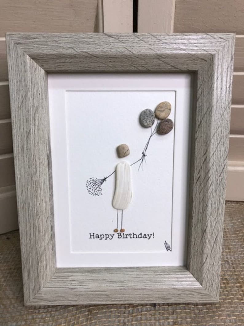 Happy Birthday Pebble Art Figure Original Pebble Art - Etsy