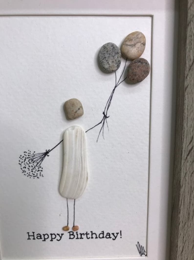 Happy Birthday Pebble Art Figure Original Pebble Art - Etsy