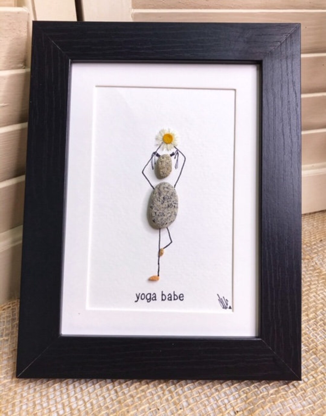 Pebble Art Yogi: Tree Pose, Framed Boho Art (5x7) - Etsy