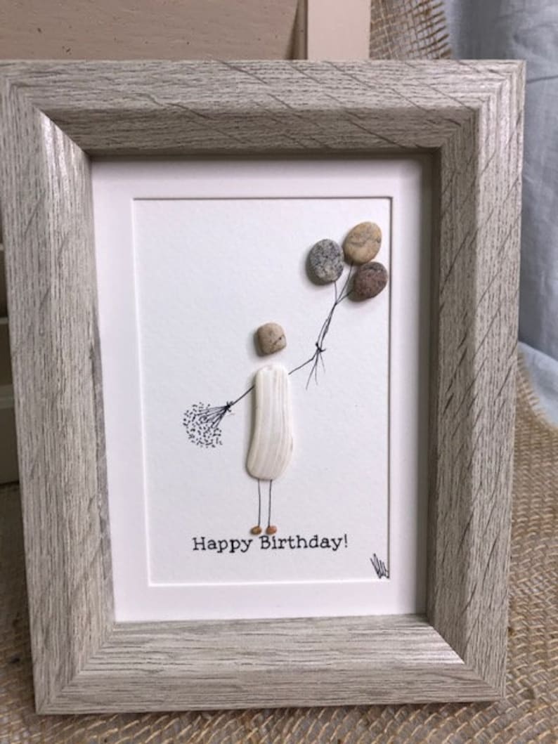Happy Birthday Pebble Art Figure Original Pebble Art - Etsy