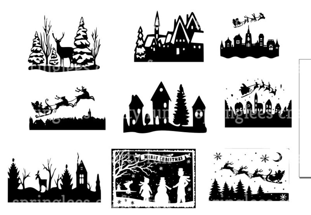 For Cricut Christmas Scene Christmas Bundle SVG and Layered SVG Red ...