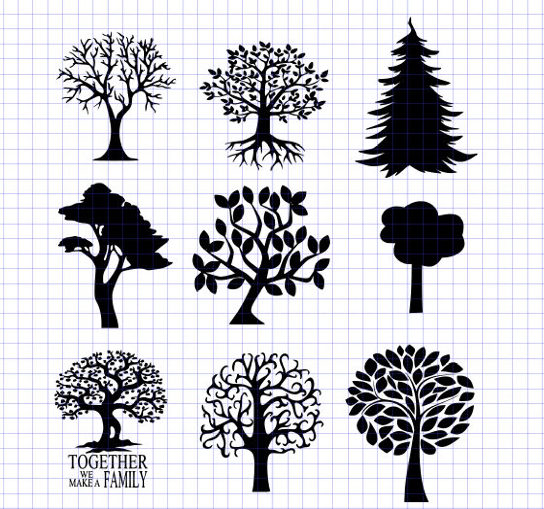 Tree Svg Bundle, Tree Silhouette Svg Bundle, Tree Clipart, Dxf, Png - Etsy