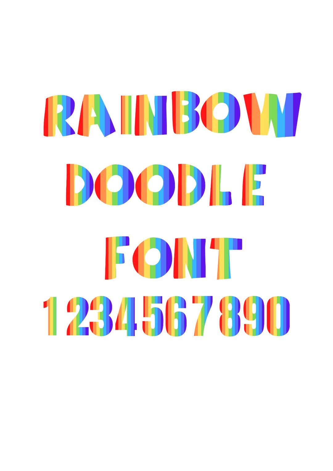 Rainbow Doodle Fonts, Doodle Fonts Use With Canva, Cricut or Similar ...