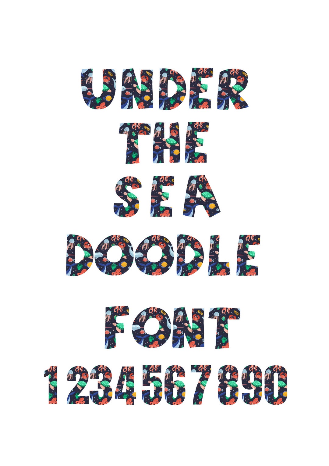 Under the Sea Doodle Font, Doodle Fonts Use With Canva, Cricut or ...