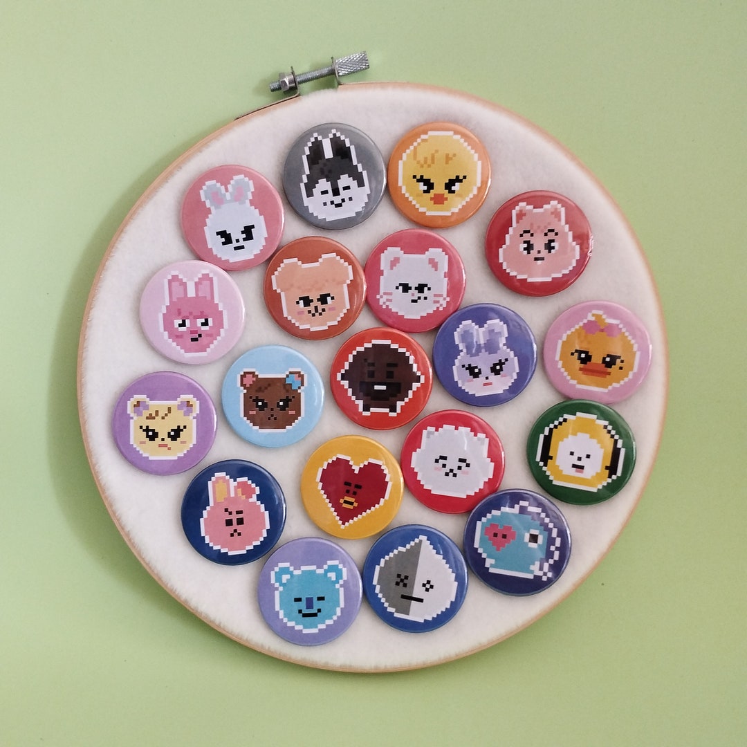 Kpop Button Pin Badges K-pop Stray Kids Bts Black Pink Skzoo - Etsy