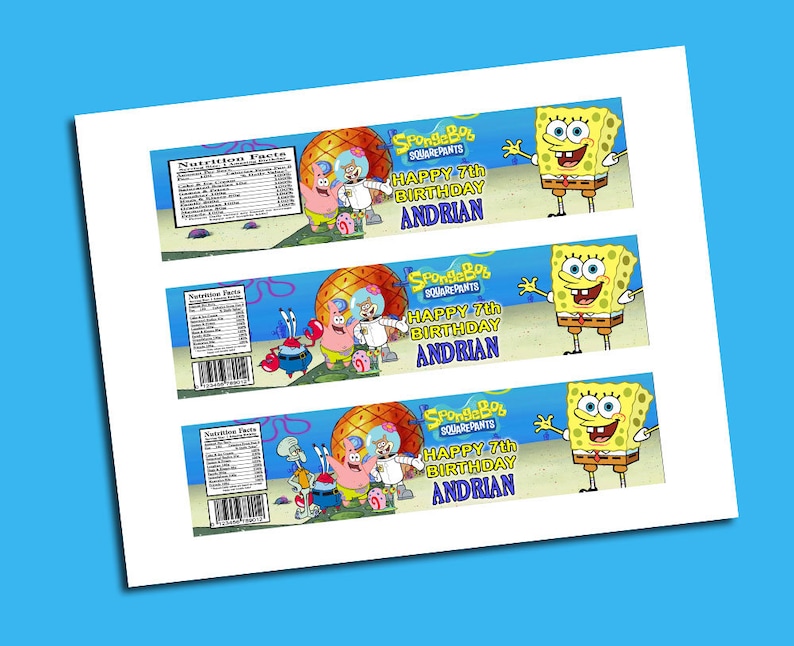 Spongebob Digital Bottle Label Spongebob Labels Spongebob | Etsy