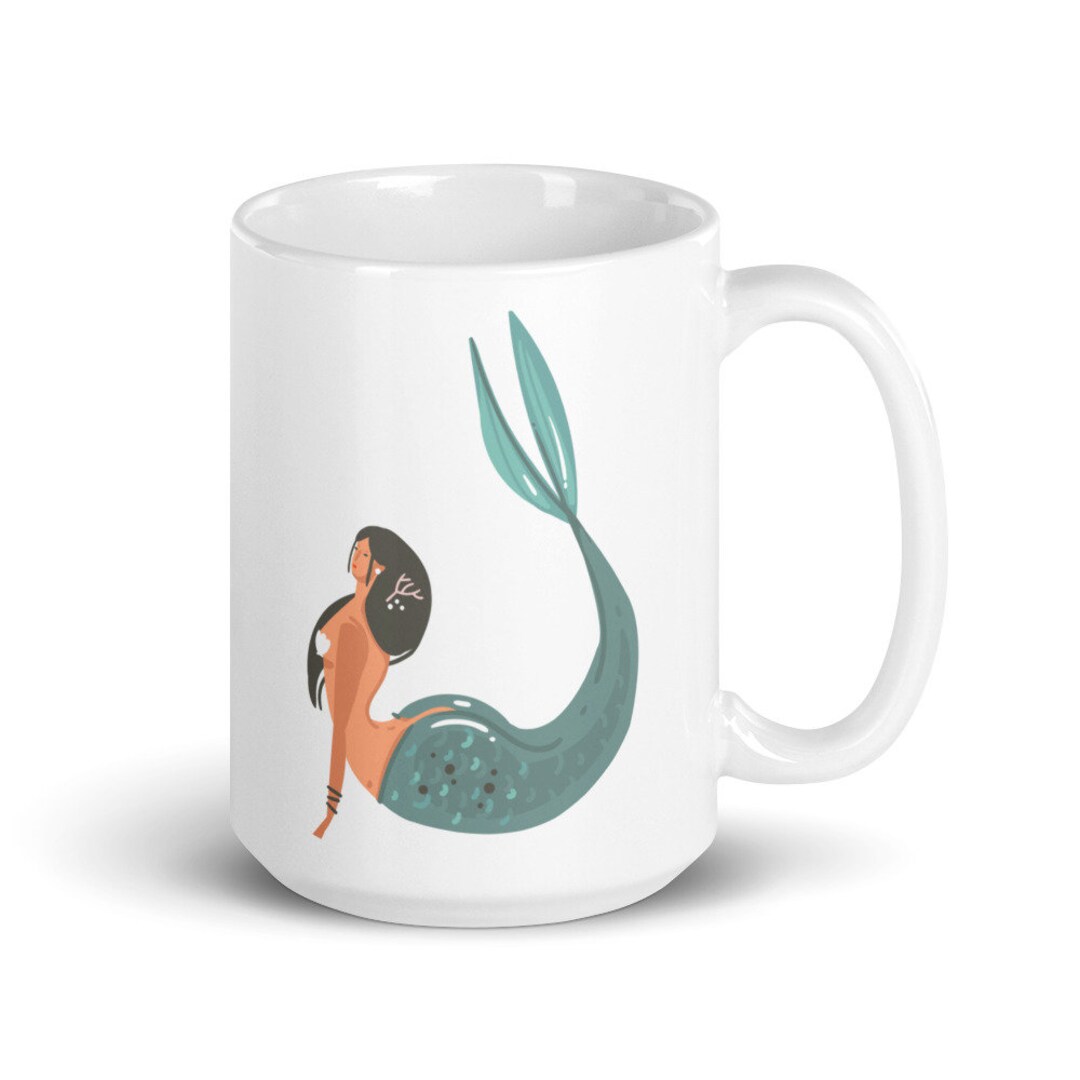 Mermaid Coffee Mug White Ceramic 11 0z or 15 0z Tea Mug - Etsy