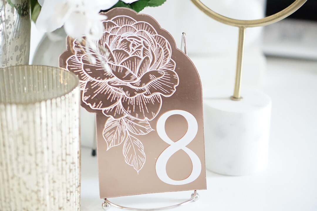Rose Gold Mirror Table Numbers - Etsy