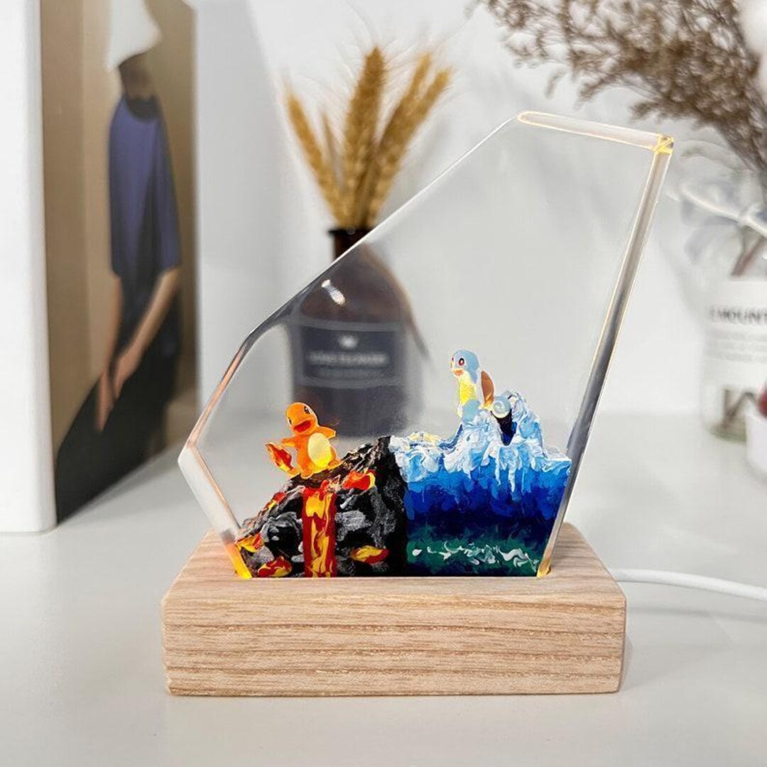 Charmander Squirtle Pokemon Lamp, Resin Lamp, Resin Night Light, Custom ...